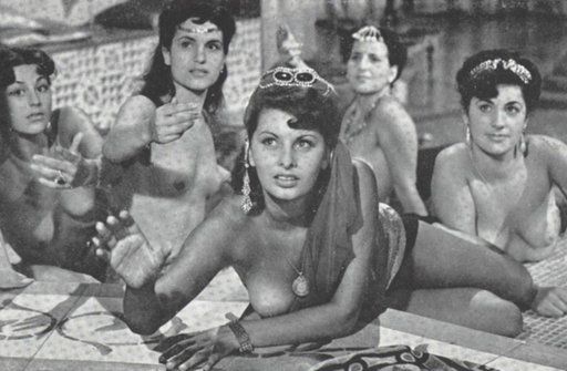 Sophia Loren And Her Harem Slavegirl Homies Topless And Lounging Pic