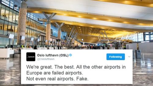 Oslo Airports Retracted Tweet Imitating A Certain World Pic