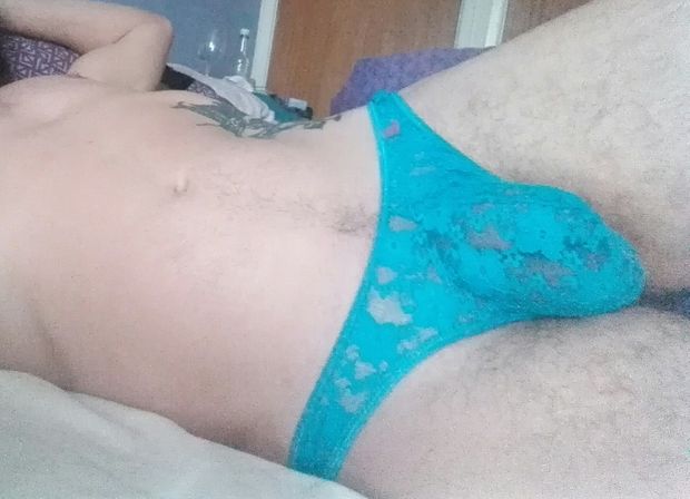 Blue Lace Bulge Thongaddict